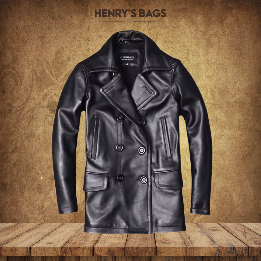 Ford | Men's Cowhide Double-Breasted Leather Jacket – Dummy store
